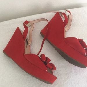Marc Jacobs | Shoes | Marc Jacobs Wedges Red With Flowers | Poshmark